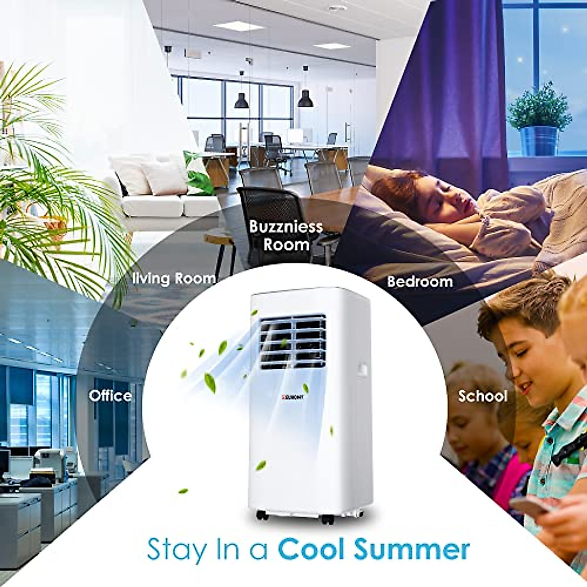 EUHOMY Portable Air Conditioner 8000 BTU 3-1 Floor Air Conditioners Cooling Quiet AC Unit for Room with Window Installation Kit with Remote Control for 250 sq. ft. Roomt,White