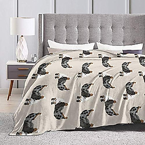 KZEMATLI Australian Shepherd Sherpa Fleece Blanket Throw for Home Office Travel Couch Sofa Warm Cozy Lightweight Fleece Bed Blanket Gift 50x40 inch
