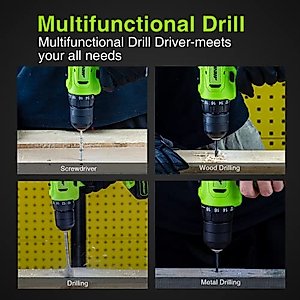 Meagle Cordless Drill, 20V Power Drill set with Battery & charger, 2 Variable Speed Electric Power Drill 18+1 Torque Setting, 3/8” Chuck with Drill Bits& Tool Bag