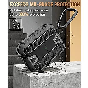 Koaichi Compatible with AirPods Pro(2nd Generation/1st Generation), Full-Body Rugged Hard Shell Protective Case Cover with Keychain Designed for AirPods Pro (2022/2019), Black