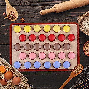GARCENT Macaron Silicone Mat, Non-stick Silicon Pastry Baking Mold Set of 2, Cookie Half Sheet Kit with Piping Bag and 6 Piping Tip