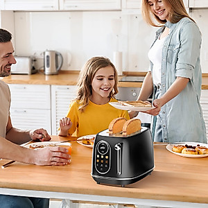 Keenstone Toaster Touch Control, Retro Toaster with Touchscreen, Stainless Steel 2 Slice Toaster Extra Wide Slot Features Bagel, Reheat, Defrost, Cancel, 6 Shade Settings&Removable Crumb Tray