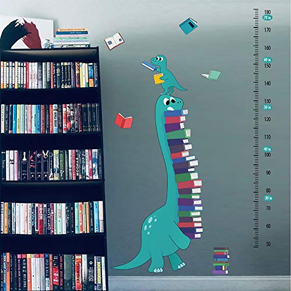 ufengke Dinosaurs Height Charts Wall Stickers Books Growth Wall Decals Art Decor for Kids Bedroom Baby Nursery