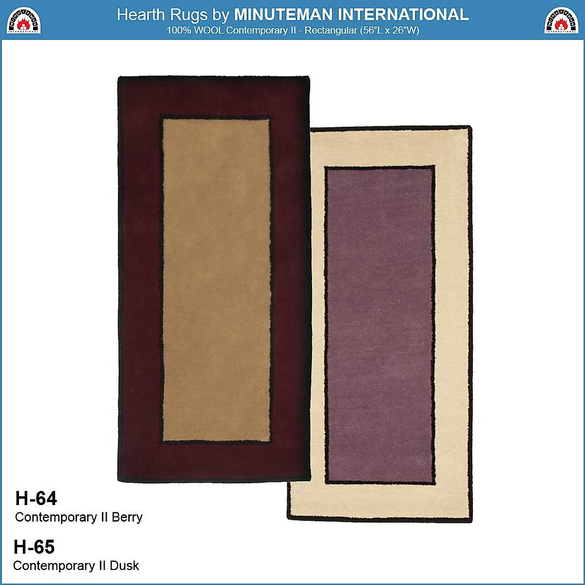 Minuteman International Contemporary II Berry Wool Hearth Rug, Rectangular