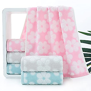 Pidada Hand Towels Set of 2 Floral Pattern 100% Cotton Soft Absorbent Decorative Towel for Bathroom 13.4 x 29.1 Inch (Light Grey)