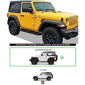 APS Running Boards (Nerf Bars Side Steps Bars) Compatible with Jeep Wrangler JL 2018-2024 2-Door (Factory sidesteps or Rock Rails Have to be Removed) (Black Powder Coated Running Board Style)