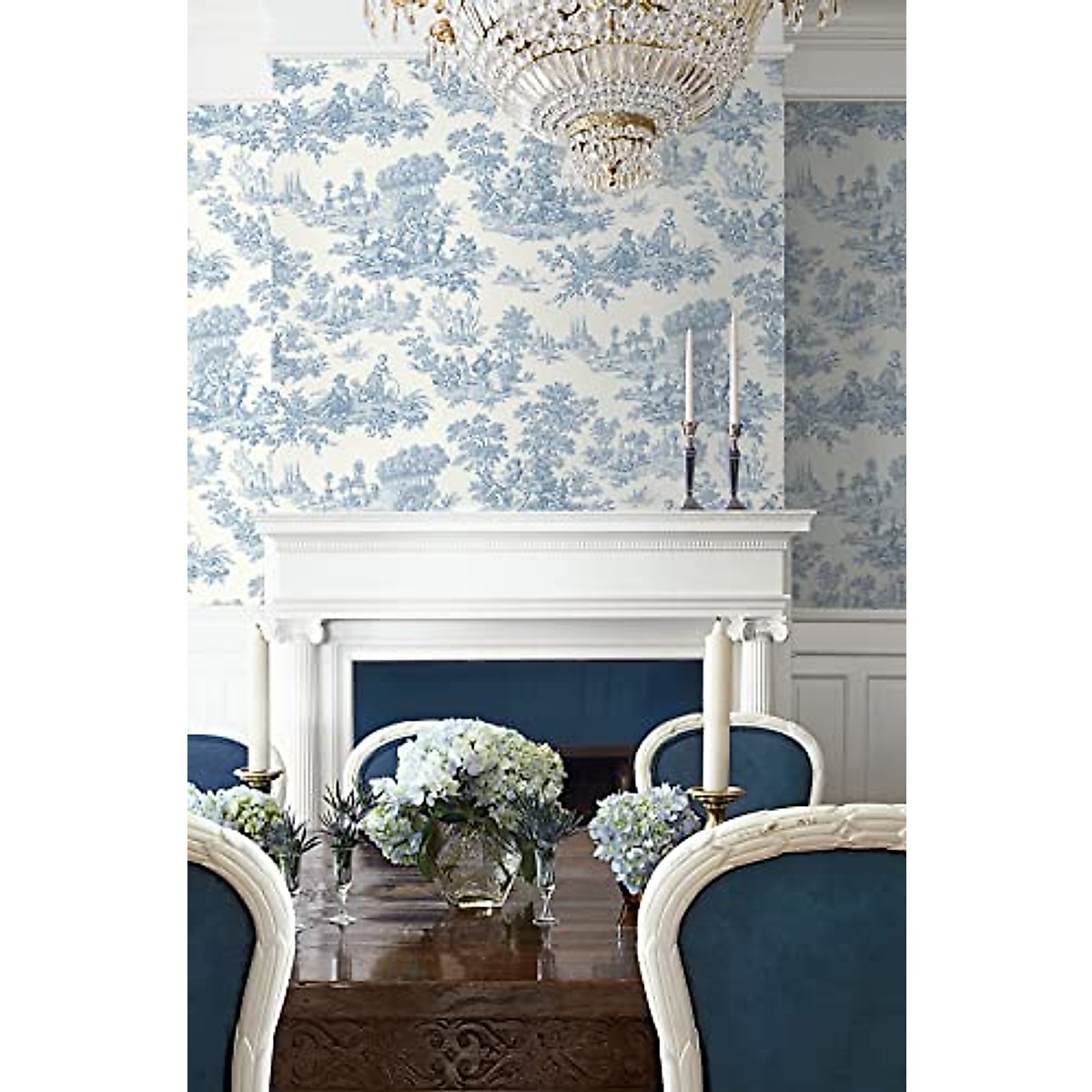 NextWall Chateau Toile Peel and Stick Wallpaper (Blue Bell)