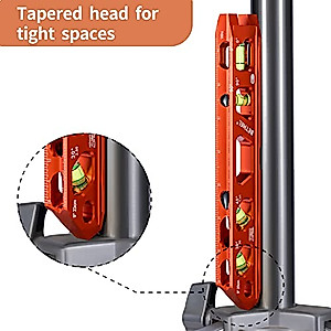BETHEL Torpedo Level, Magnetic Conduit Level with 4 Vials, V-Groove and Magnet Track, Aluminum Alloy Construction, High Viz Orange (9 inch)