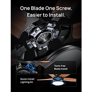 Dreo Smart Ceiling Fans with Lights, Low profile Ceiling Fan with Alexa/App, 52'' Dimmable Lighting & Color Tuning, RGB Ambient Light for Living Room, Game Room, Easy Installation, Quiet, Black