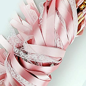 Cieovo 50 Pack Ribbon Fairy Wands Party Sticks Streamers with Bells Fairy Stick Wish Wands for Baby Shower Birthday Wedding-Waving Party Favors Holiday Celebration (Rose Gold)