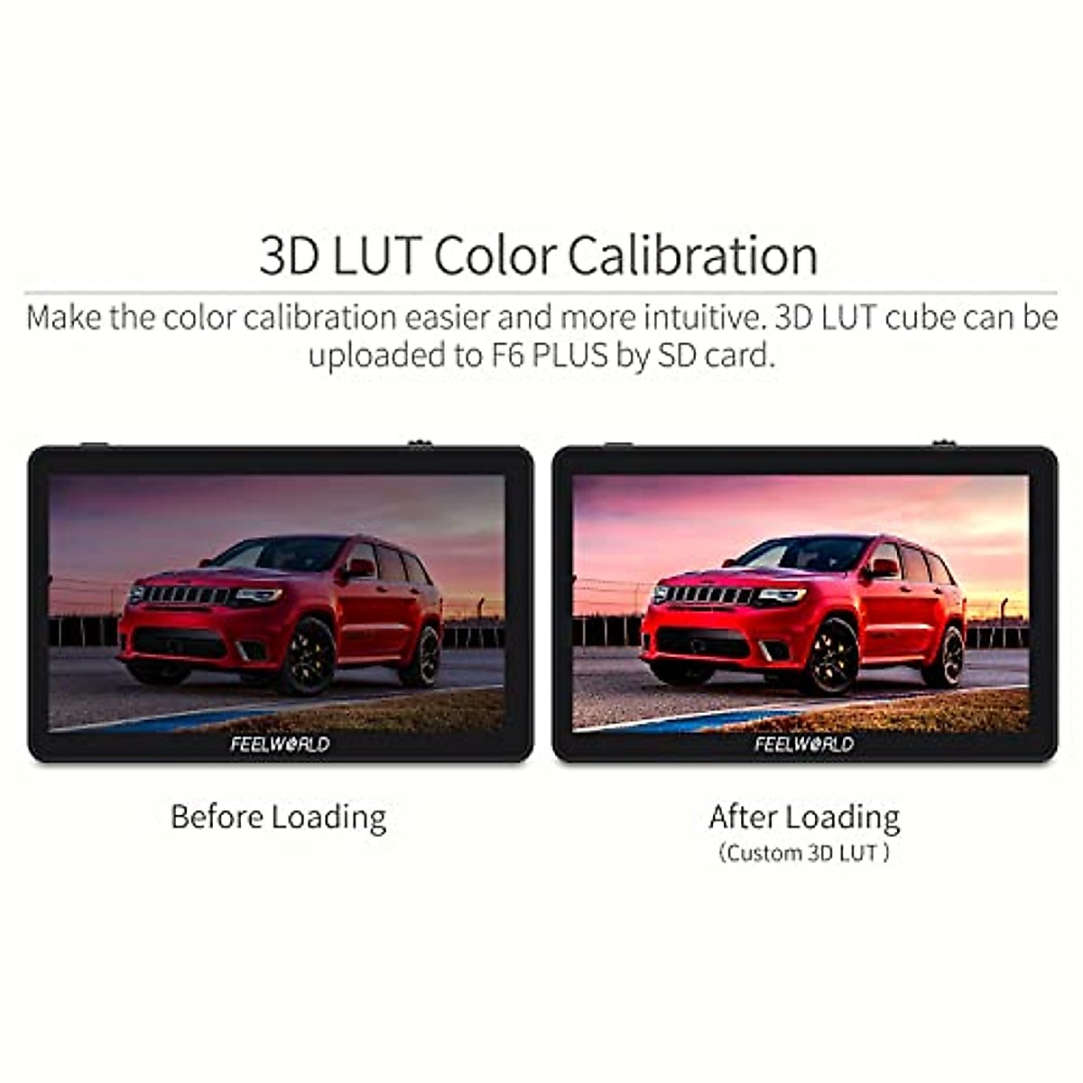 FEELWORLD F6 Plus 6 inch DSLR Camera Field Touch Screen Monitor with HDR 3D Lut Small Full HD 1920x1080 IPS Video Peaking Focus Assist 4K HDMI 8.4V DC Input Output Include Tilt Arm