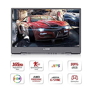 G-STORY 15.6” Portable Monitor, 1ms 165Hz Portable Gaming Monitor (Support 144Hz) Full HD 1080P, IPS Screen USB C Computer Monitor with HDMI Freesync for Laptop PS5 NS Xbox PS4 Phone with Smart Cover