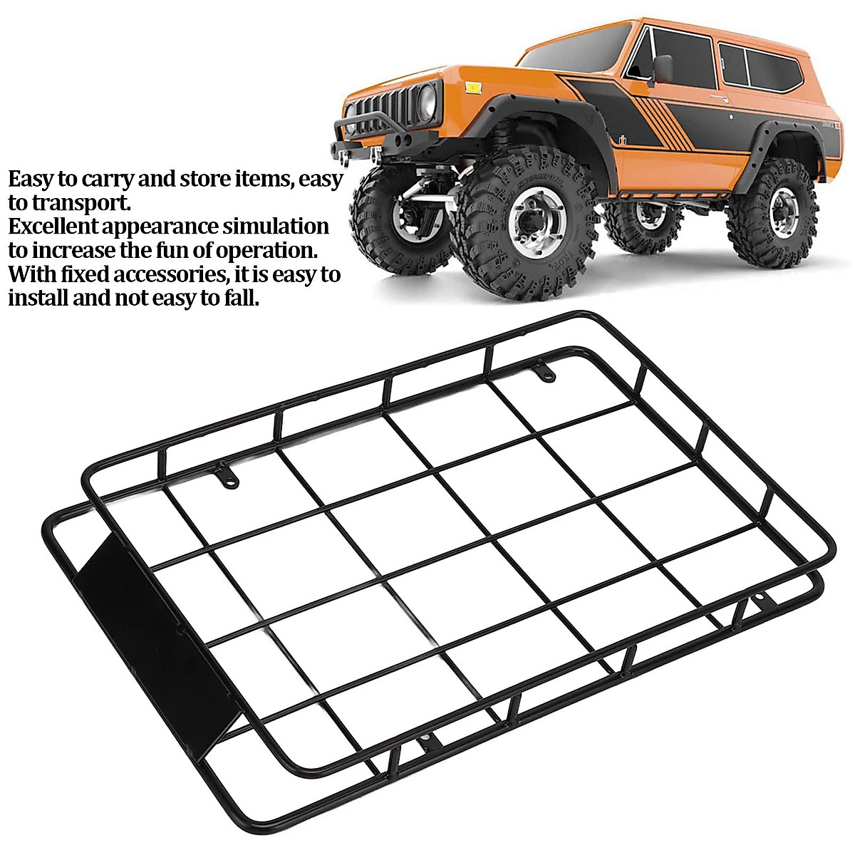RC Roof Luggage Rack, Metal Lightweight RC Luggage Carrier Anti Wear Large High Simulation for 1/10 RC Crawler