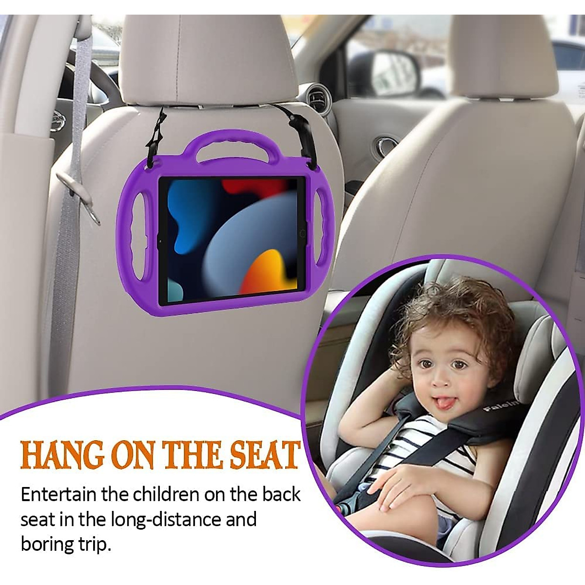 eTopxizu Kids Case for New iPad 10.2 Inch 2021/2020/2019 (9th/8th/7th Gen), Lightweight Shockproof Handle Stand Shoulder Strap Kids Case for 2021/2020/2019 iPad 10.2, iPad Air 3 10.5 2019, Purple