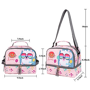seastig Rolling Backpack 18in Double Handle Backpack Kids Wheeled Backpack Roller Backpack with Lunch Bag Set Girls Boys, Alpaca with Sunglasses