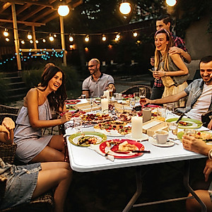 Plastic Development Group Outdoor and Indoor Use 8 Foot Plastic Half Folding Banquet, Kitchen, Dining, and Card Table, White