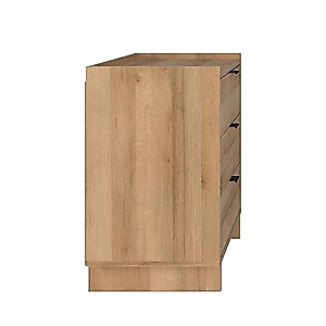 Prepac Simply Modern Nightstand Bedside Table, Natural Oak Nightstand for Bedroom, End Table with 3 Drawers 26.5" W x 26.75" H x 16" D