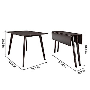 COSCO 48" x 30" Wood Drop-Leaf Dining & Console Table, Dark Mahogany