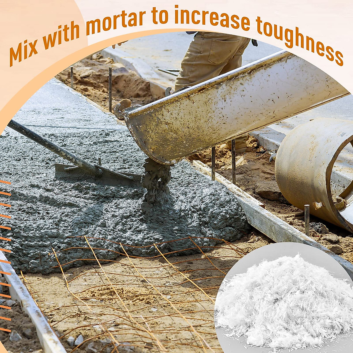 Frienda 8.8 Lb 1/4" Chopped Fiberglass Fibers Strands, E-Glass Fibers for Cement 6 mm, 9 mm Mortar Concrete Reinforcement Anti Seepage Anti Cracking Milled Glass Fiber for Building Wall Garden Floor