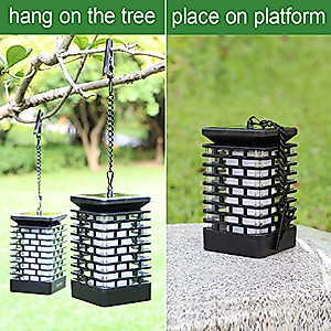 arzerlize Solar Lanterns Outdoor Hanging, Garden Decorations, led Solar Lights Dancing Flame Patio Decor Pathway Landscape Waterproof auto on/Off Yellow 4/P