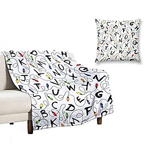 Novelty Throw Blanket Flannel Plush Fleece Blanket&Throw with 18x18 inch Pillowcase Lightweight Super Soft Blanket 40x50 Inch