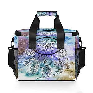 MNSRUU Cooler Bag Dreamcatcher On The Watercolor Cooler Bag Insulated Lunch Totes Picnic Bag Leakproof Beach Cooler Lunch Box Container