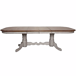 Sunset Trading Country Grove 96" Oval Extendable Wood Dining Table in Gray/Brown