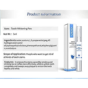 EFERO Teeth Whitening Essence Removes Plaque Stains Tooth Bleaching Cleaning Serum White Teeth Oral Hygiene Tooth Whitening Pen (Essence and Pen)