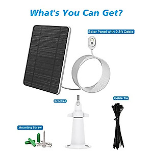 Solar Panel Charger Compatible with Arlo Ultra/Ultra 2/Pro 3/Pro 4/Pro 3 Floodlight Security Camera, 5V 4W Solar Panels Charging IP65 Weatherproof w/ 9.8ft Charging Cable Adjustable Wall Mount, 2 Pack