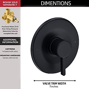 Shower and Tub Trim Kit, Compatible with Moen Posi-Temp Valve, Matte Black