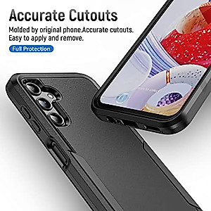 Teayoha 4-in-1 Samsung Galaxy A14 5G Case, [2 Pack Tempered Glass Screen Protector + Tempered Camera Lens Protector] Slim Heavy Duty Full-Body Shockproof Cover [Anti-Scratch], Black