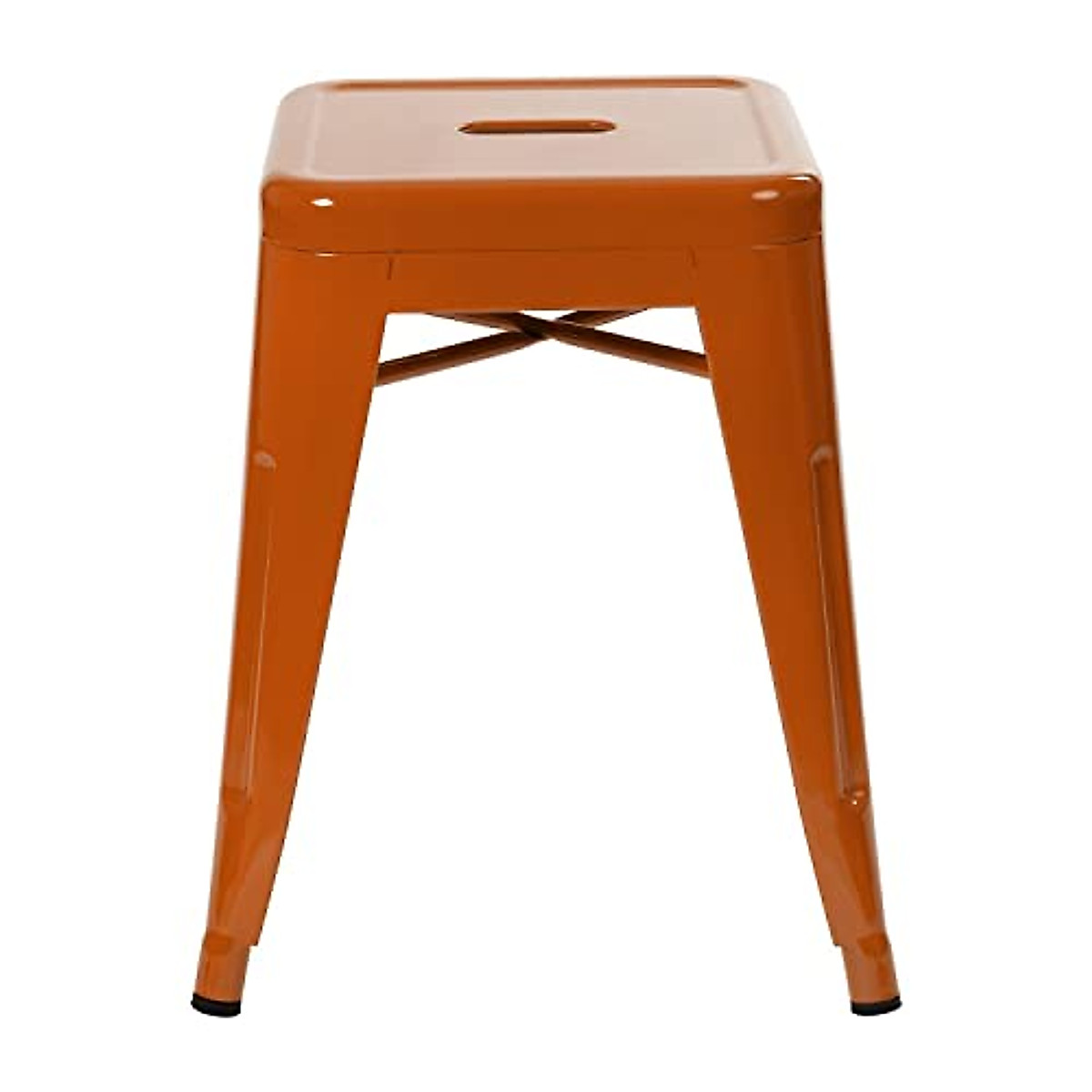Flash Furniture Metal Dining Table Height Stool - Backless Orange Kai Commercial Grade Stool - 18 Inch Stackable Dining Chair - Set of 4