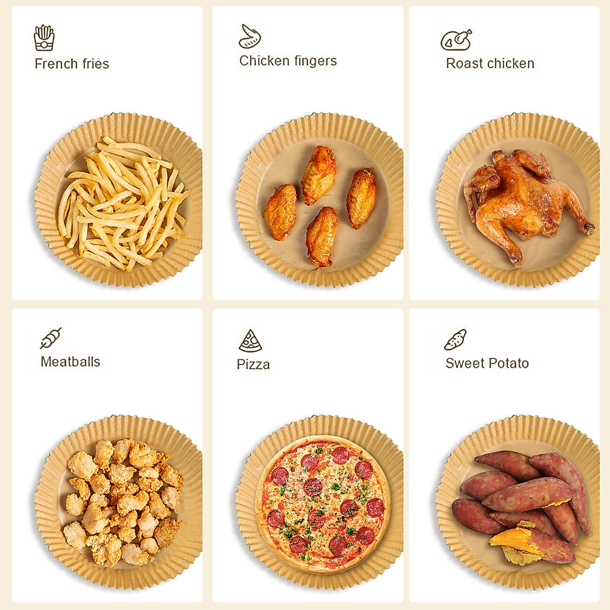 Air Fryer Disposable Paper Liner, Hendoct Air Fryer Liners, 100pcs Parchment Paper Liners for Air Fryer, Non-stick, Oil-Proof Air Fryer Paper Liners (7.9inches)