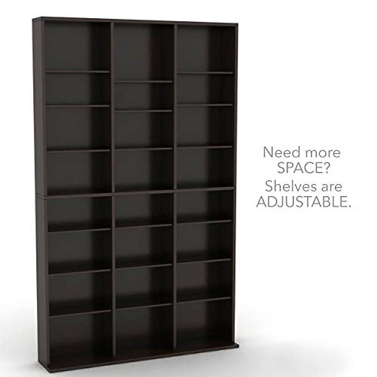 Atlantic Oskar 1080 Media Storage Cabinet – Protects & Organizes Prized Music, Movie, Video Games or Memorabilia Collections, PN 38435714 in Espresso