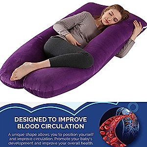 Pregnancy Pillow with Velvet Cover, 50" U Shaped Maternity Full Body Pillow for Pregnancy Women Support Back, Shoulder, Hips, Legs, Belly