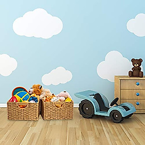 Seville Classics Premium Hand Woven Portable Laundry Bin Basket with Built-in Handles, Household Storage for Clothes, Linens, Sheets, Toys, Tan, Rectangular (2-Pack)