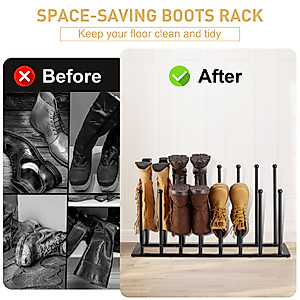 Housen Solutions Boot Rack Organizer for Tall Boots, 8 Pairs Metal Free Standing Shoe Boots Rack, Black Shoes Boot Organizer Holder for Closet, Entryway, Garage, Porch