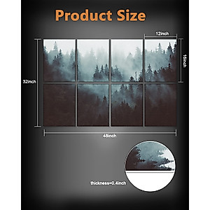 BUBOS 8 Pack Art Acoustic Panels Soundproof Wall Panels,48X32Inches Sound Absorbing Panels,Decorative Acoustical Wall Panels, Acoustic Treatment for Recording Studio,Adhesive Included,Fog Forest