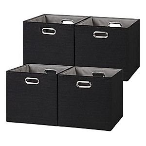 DULLEMELO Storage Cubes 13x13, Storage Bins for Cube Organizer for Closet, Storage Cubes for Organizing Clothes Toys Books, Fabric Cube Storage Bins with Handles for Shelves, Black Storage Basket