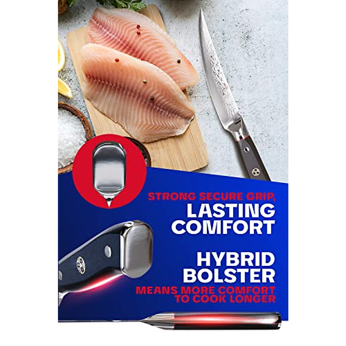 Dalstrong Fillet Knife - 6 inch - Shogun Series ELITE - Damascus - AUS-10V Japanese Super Steel - Boning Knife - Meat Cutting, Carving, Bone, Trimming, Deboning - Black G10 Handle - Sheath Included