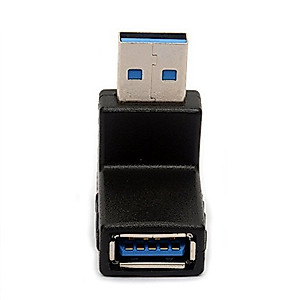 BSHTU USB 3.0 Adapter 90 Degree Right Angled Gender Changers USB Connector Type A Vertical Male to Female Extender L-Shape Plug 2Pcs (Down)