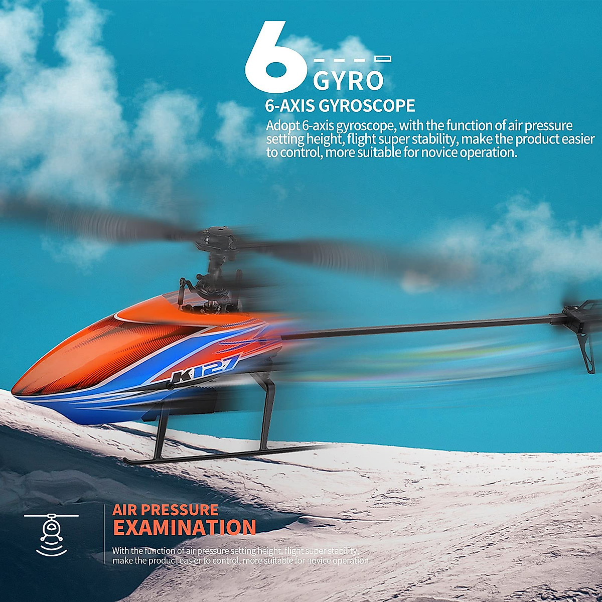GoolRC RC Helicopter, WLtoys XK K127 Remote Control Helicopter, 4 Channel RC Aircraft with 6-Axis Gyro, Altitude Hold, One Key Take Off/Landing, Easy to Fly for Kids and Beginners, Include 3 Batteries