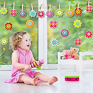 45 Pieces Spring Flower Cutouts Mini Retro Flower Cutouts Springtime Cut-Outs for Bulletin Board Classroom School Party Decoration