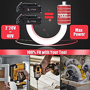 DCB201 3.5Ah 2Pack 20V Battery Replacement for Dewalt 20V MAX Battery for Dewalt 20Volt Lithium-ion Battery DCB200 DCB201 DCB203 DCB205 DCV580 DCB180 for Dewalt 20V Cordless Tools Battery Replacement