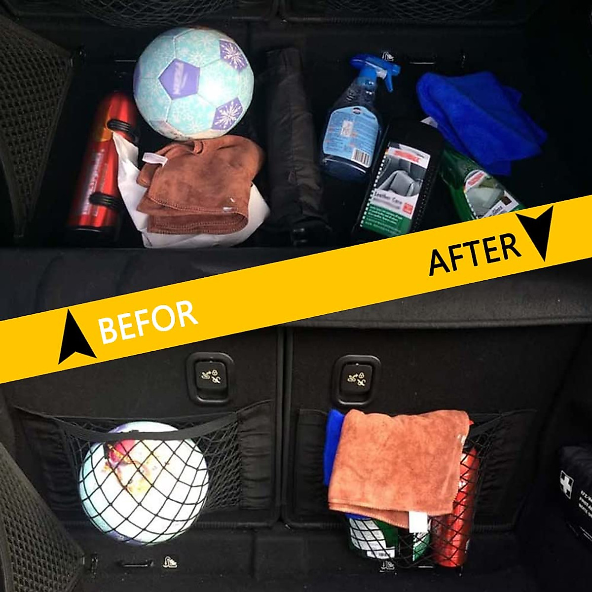 2 Pack Universal Mesh Cargo Net Car Storage Net, Universal Mesh Cargo Net for Car Trunk Storage, Wall Sticker Organizer Pouch Bag Storage, Mesh Organizers Fit for Cars, SUVs, Trucks(15.75 * 9.84 Inch)