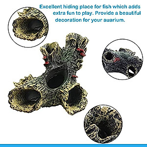 HERCOCCI Decaying Trunk Aquarium Betta Fish Ornament, Fish Tank Wood Decoration Resin Aquarium Log Cave Driftwood for Hideout Holes (3 Pack)