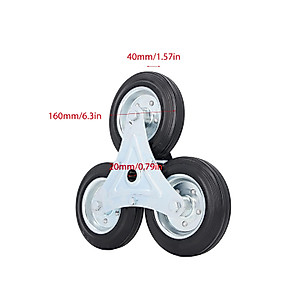 Stair Climbing Wheel, 6 Inch 300LBS Load Capacity, Heavy Duty Triangular Wheel for Stairs, Non Slip Solid Rubber Replacement Wheel, Galvanized Iron Hub, for Shopping Carts