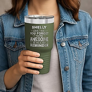 Personalized Inspirational Tumbler, Inspirational Gifts for Men Dad Father Wife Sister Women, Custom Birthday For Him Her, Customized You’re Awesome Tumbler, Teacher Coworker Gifts 30oz Olive