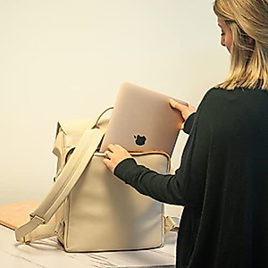 Diaper Bag Backpack for Mom Vegan Leather Diaper Bag with Changing Pad and Cosmetic Pouch, Durable Diaper Bag Backpack (Bourbon)