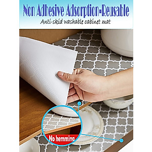 BHCORNER 12" x 20Ft Kitchen Cabinet Liners for Shelves ,Grey Shelf Liners for Kitchen cabinets Non-Adhesive ,Waterproof Drawer Liners and copboard Liner.Durable Contact Paper for cabinets,Dresses.